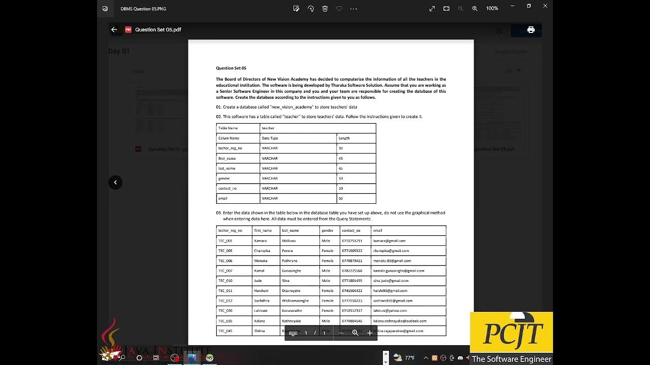 Question Task 05 | Java Institute | DBMS - YouTube