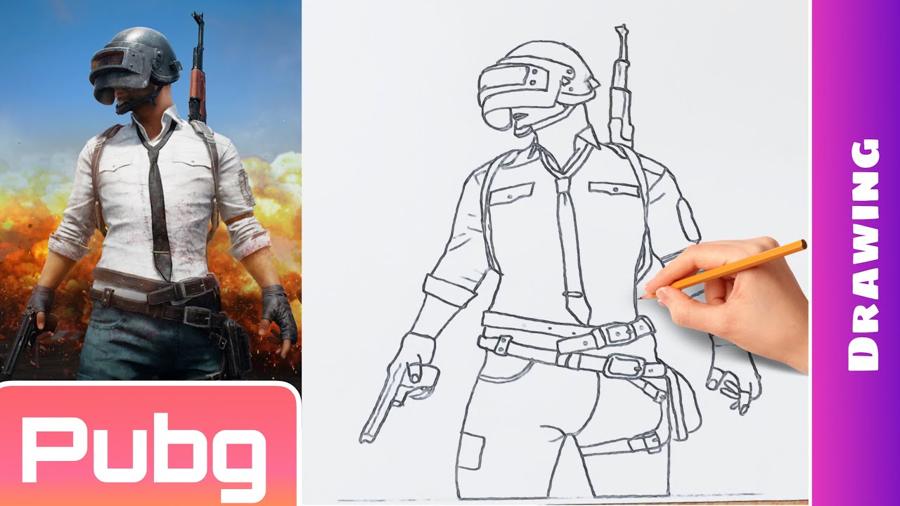 How to draw Pubg character || Drawing Pubg || Drawing step by step ...