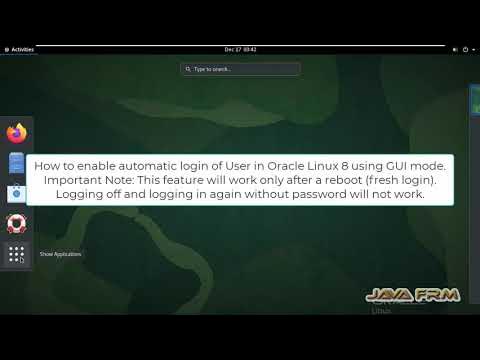 How to enable automatic login to user in Oracle Linux 8 - YouTube