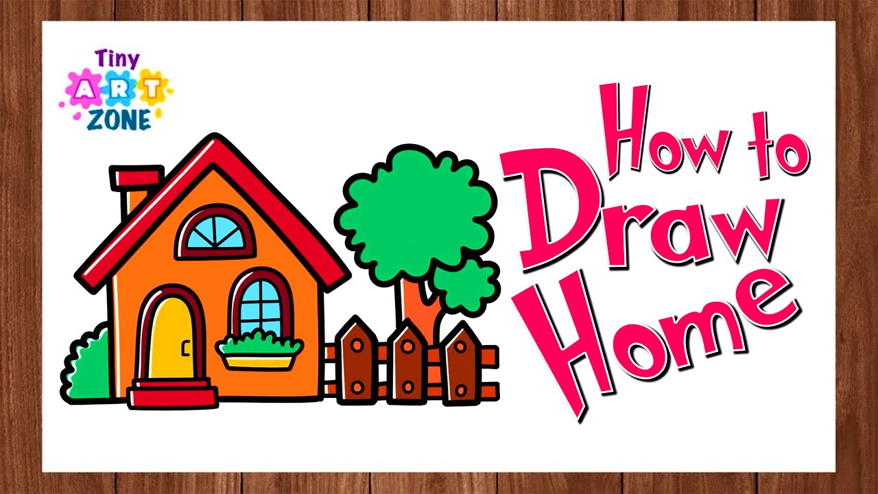 How to Draw a Home Easy for Kids | House Drawing | Tiny Art Zone - YouTube