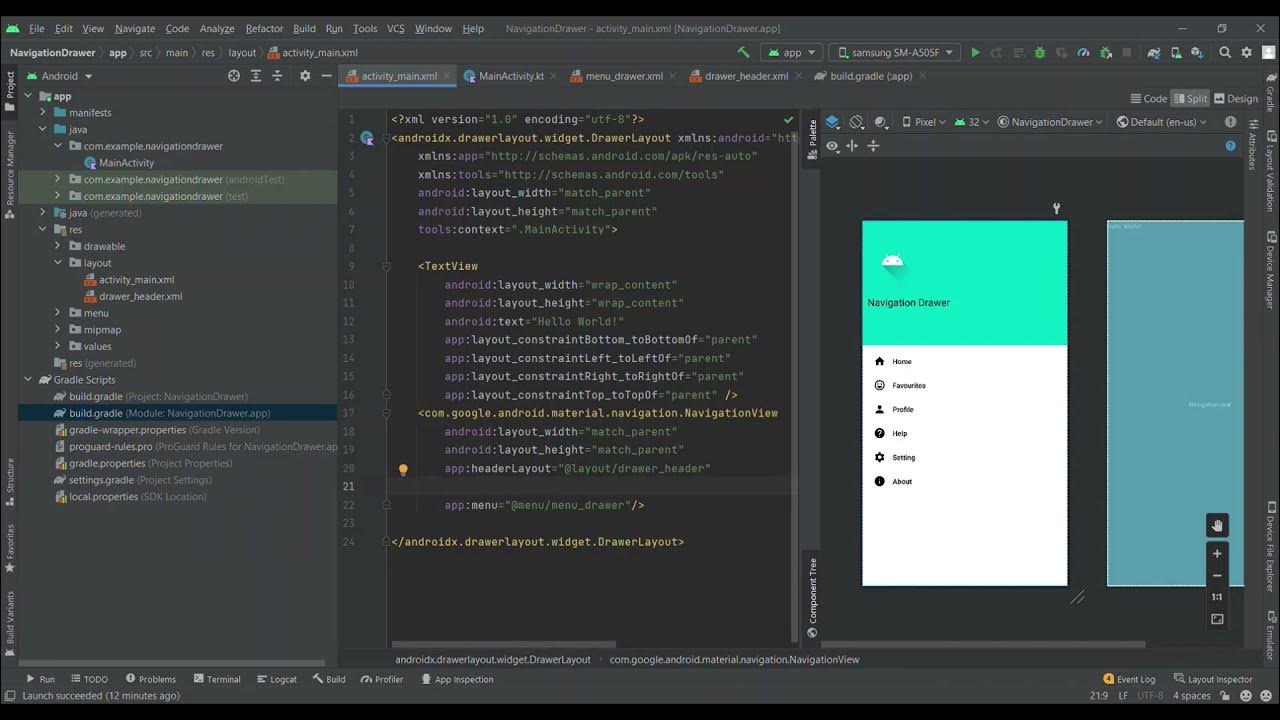 Create a Navigation Drawer | Kotlin | Android Studio - YouTube