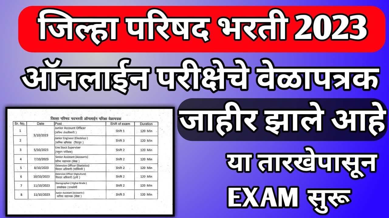 ZP Bharti Exam Date 2023 | zp bharti 2023 exam time table | zp bharti ...