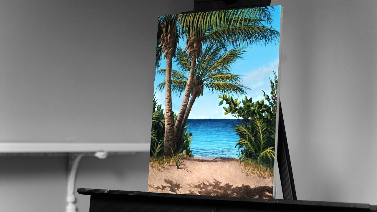 Painting a Summer Beach Landscape with Acrylics - Paint with Ryan - YouTube