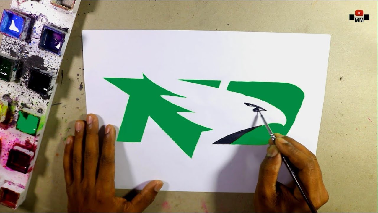 How to draw the North Dakota Fighting Hawks logo - YouTube