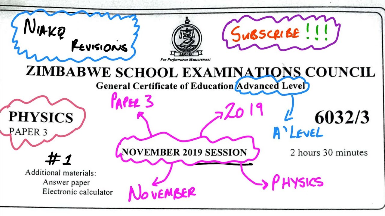 NOVEMBER 2019 A LEVEL PHYSICS ZIMSEC PAPER 3 - YouTube