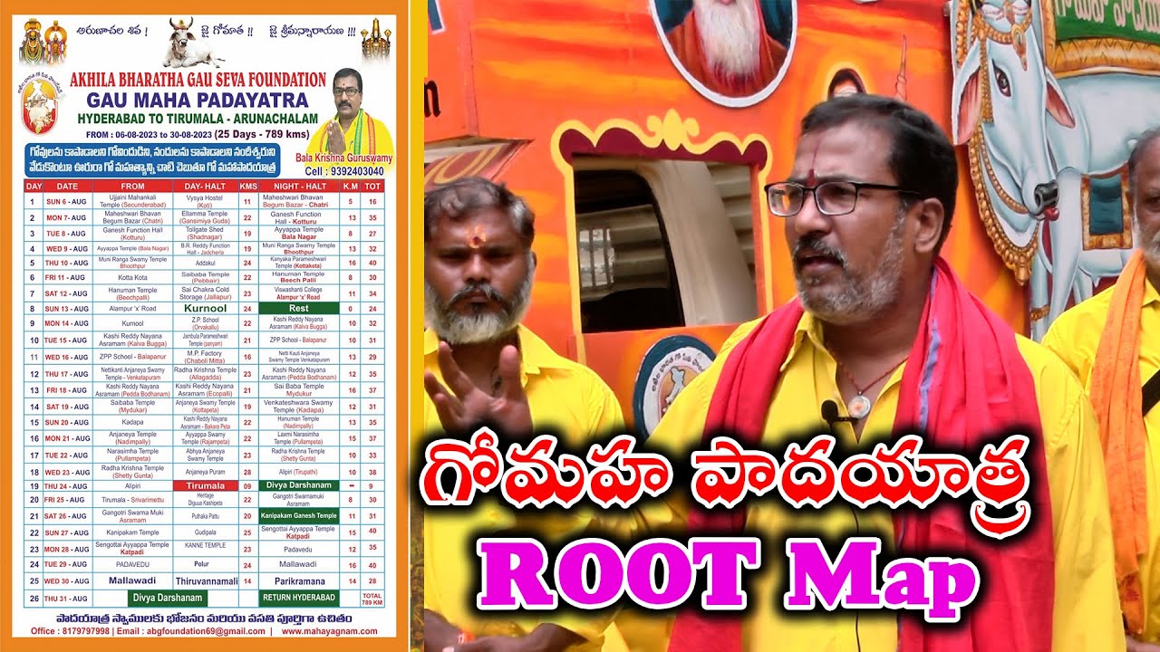 🔴 || Rootmap|సికింద్రాబాద్ నుండి తిరుమల - అరుణాచలం వరకు గో మహాపాదయాత్ర ...