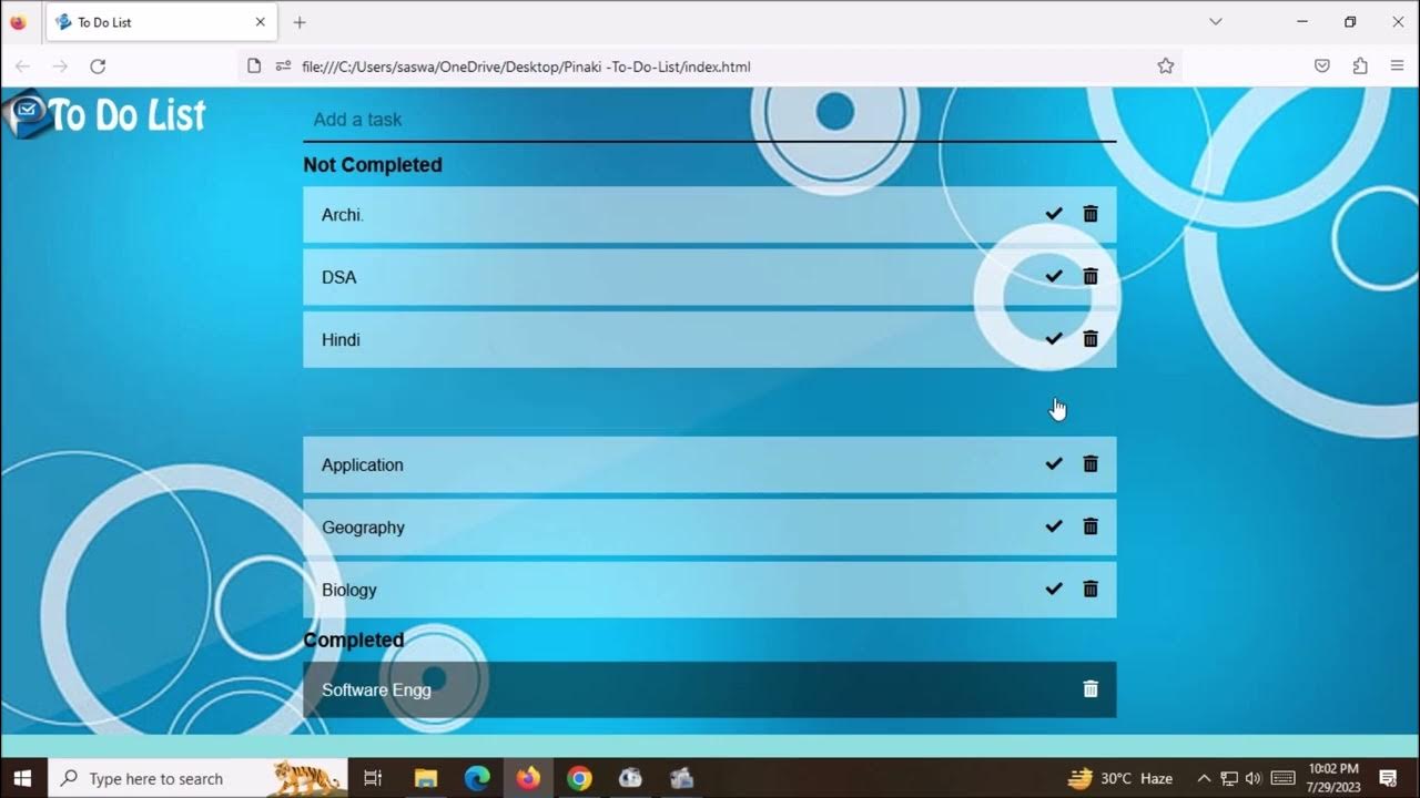 Codeclause Intern Pinaki To Do List Allocated Project Task 1 Youtube