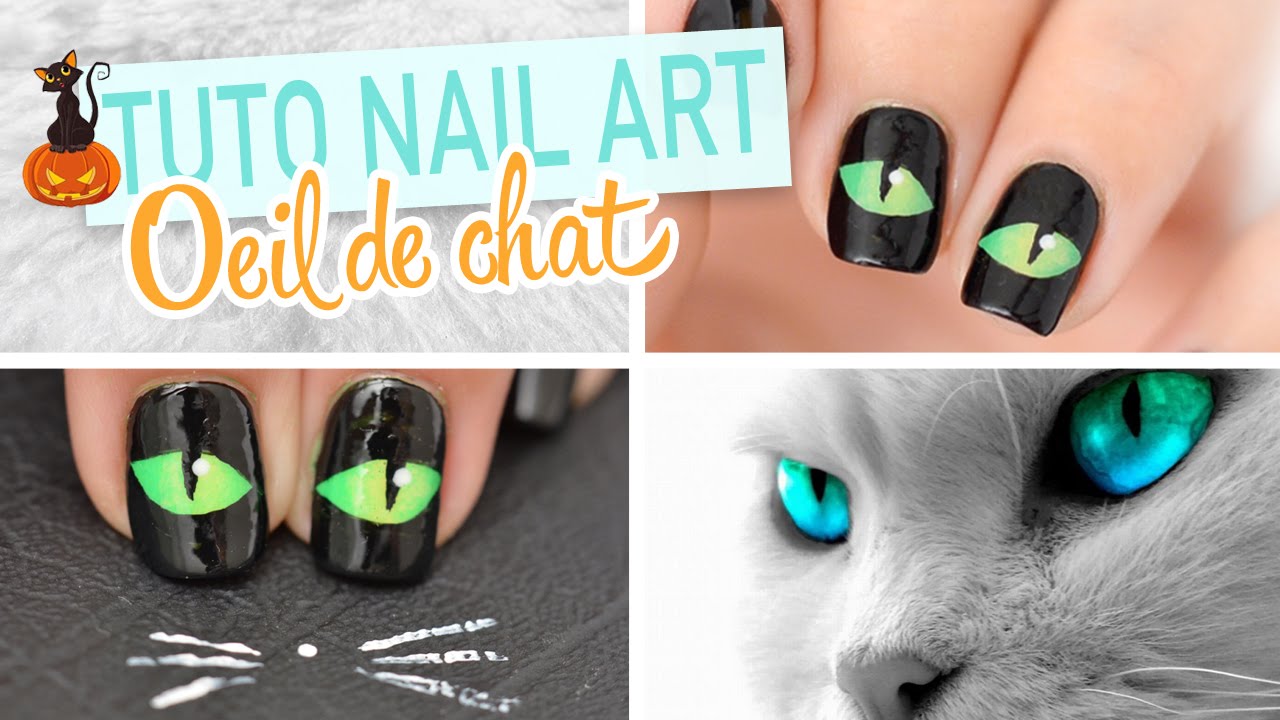 Nail art Halloween ♡ Oeil de chat - YouTube