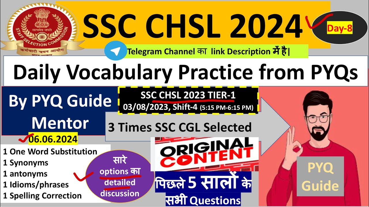Day-8|Latest SSC CHSL Vocabulary Revision|5 Year PYQ Analysis|SSC CGL ...