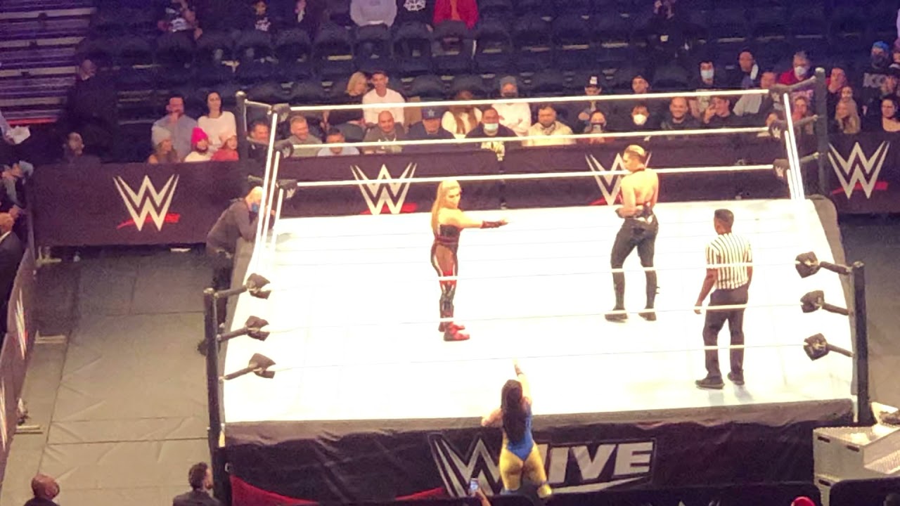 WWE Live Tour Natalya vs Nikki ASH & Rhea Ripley - YouTube