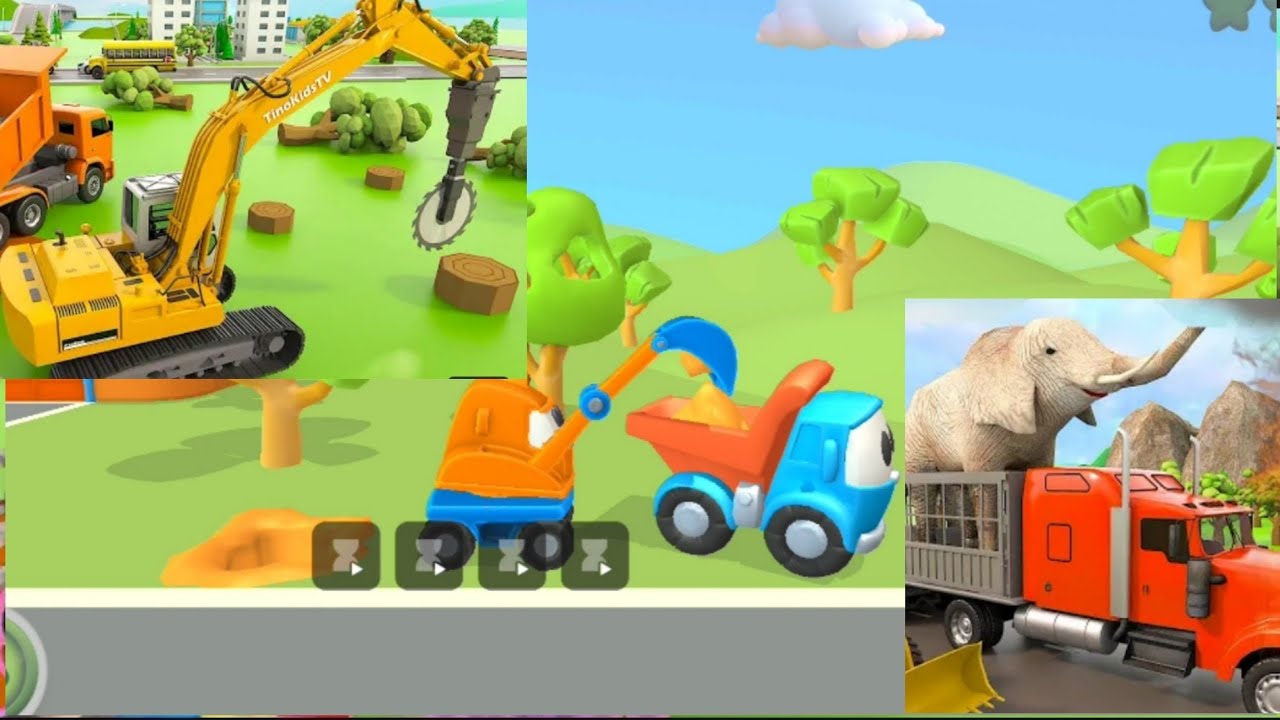 Excavator Driller & Cutter Trucks for Kids | Bypass Road Construction ...
