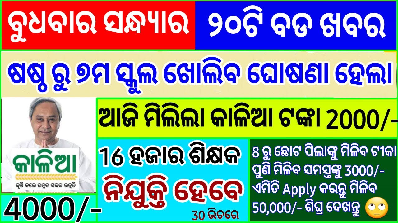 Naveen patnaik new scheme in odisha||today evening news||kalia yojana ...