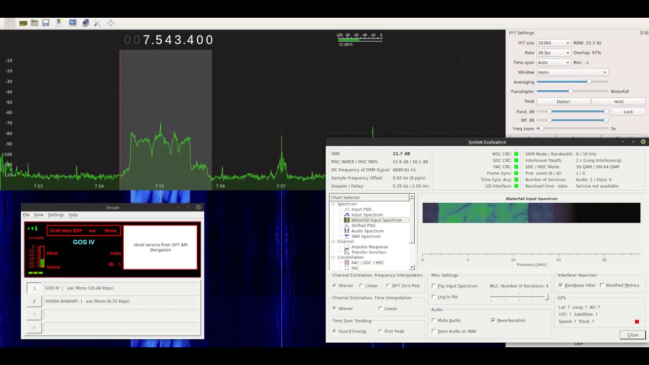 DRM Demodulation ICOM IC 7300 + PTRX 7300 Panadapter + RTL SDRHF + GQRX ...