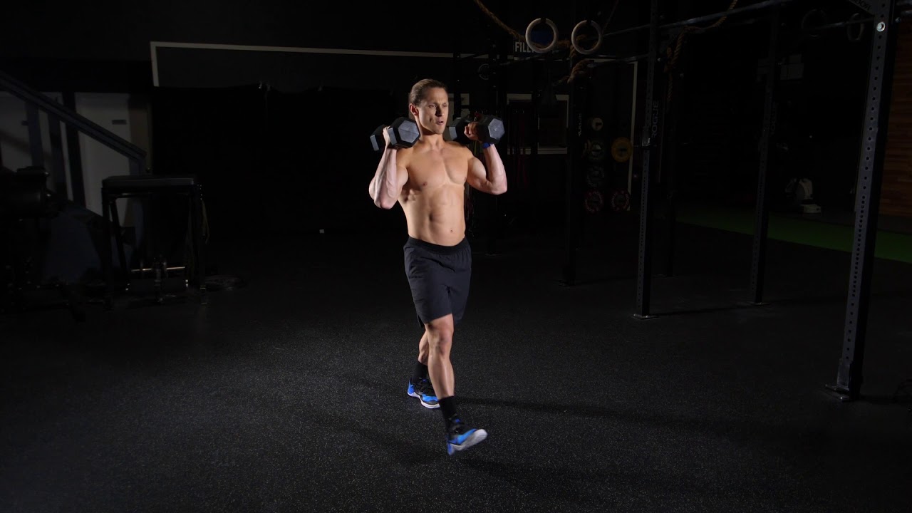 DB Front Rack Lunges - YouTube