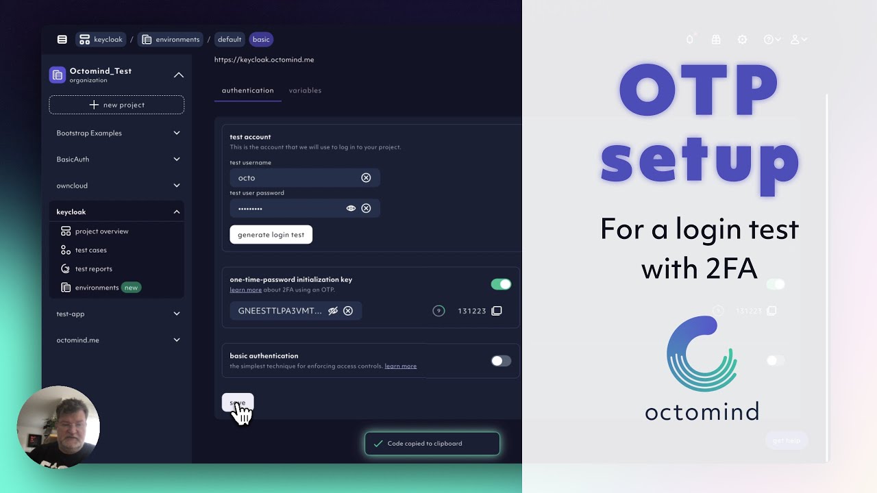 Set up a OTP for a login end-to-end test in Octomind tool - YouTube