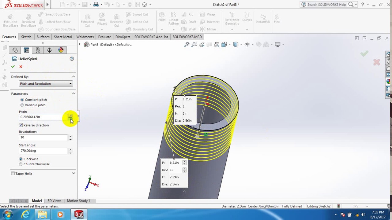 Solidworks Tutorial How To Make Thread Outside Of A Pipe YouTube Solidworks Tutorial How To Make Thread Outside Of A Pipe YouTube
