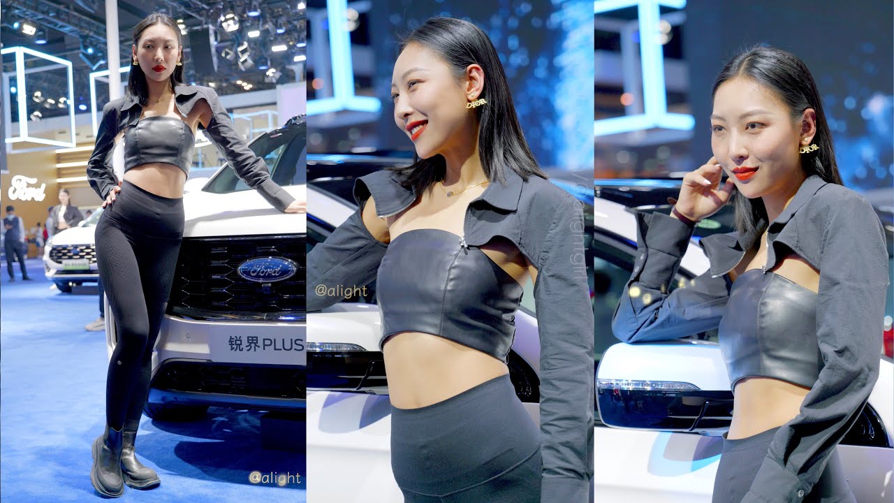 4K New 长安福特 01车模 auto show girl 2021广州车展（竖）model 车模秀 alight girl - YouTube