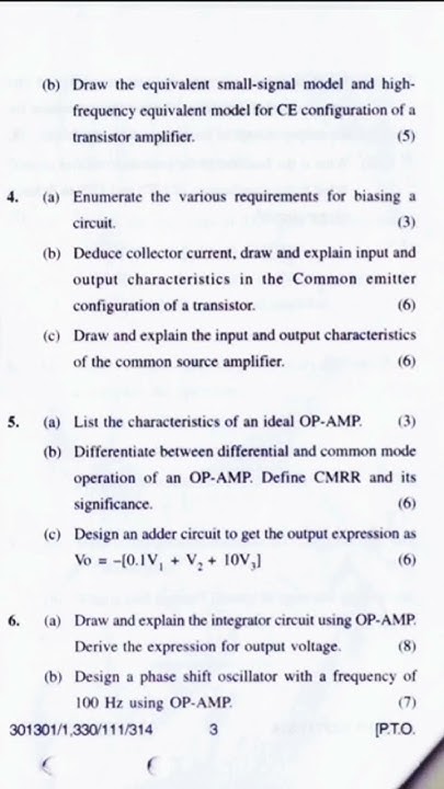 B.Tech(CSE) 3rd Sem. Analog Electronics Circuit Previous year question papers YMCA University # ...