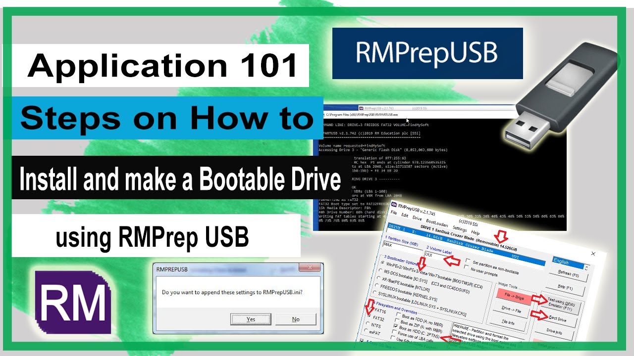 How to install and make a Bootable USB Drive using RMPrepUSB (win7,8,10 ...