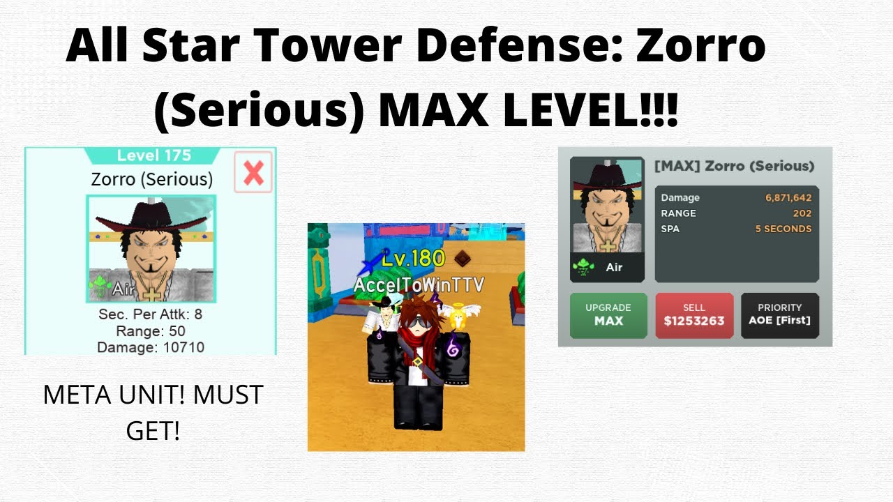All Star Tower Defense: Zorro (Serious) Mihawk MAX LEVEL!!!! - YouTube