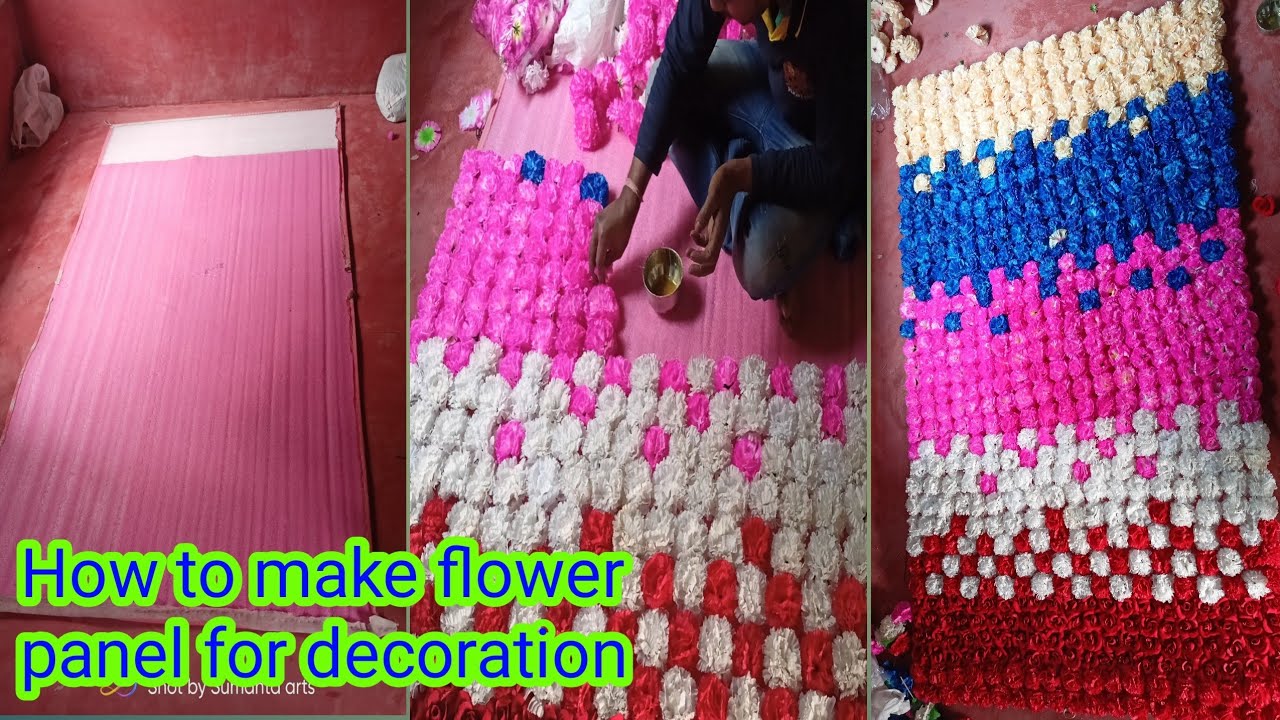 How to make flower panel for decoration | flower panel decoration |wall ...