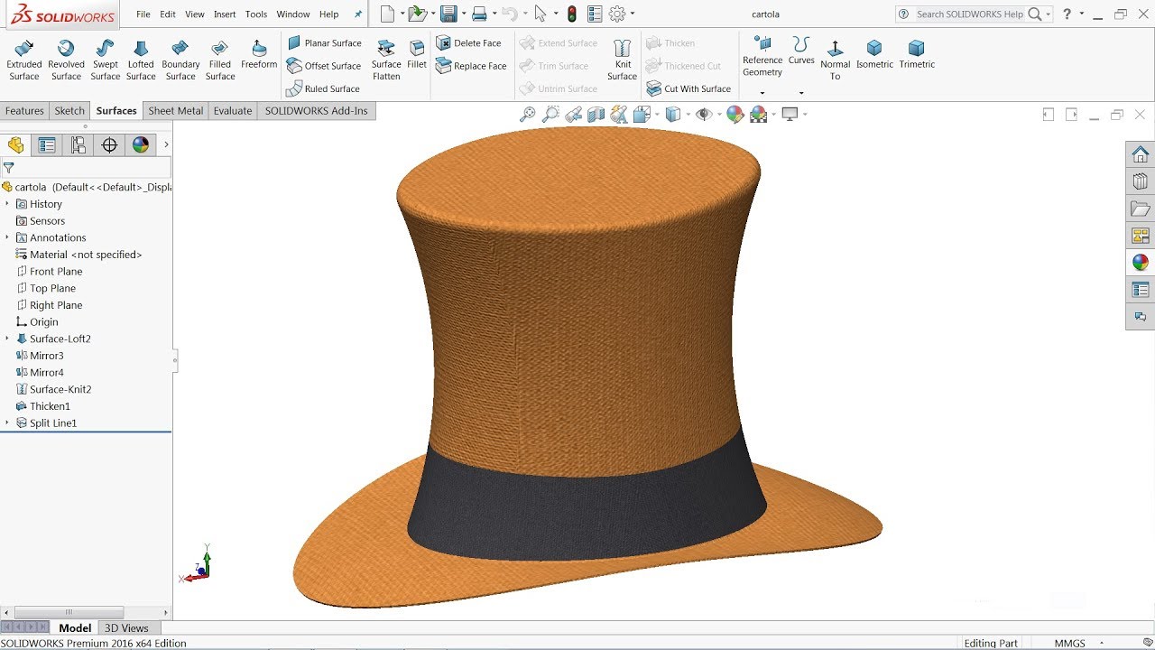 Solidworks surface tutorial | How to make Magician hat in Solidworks ...