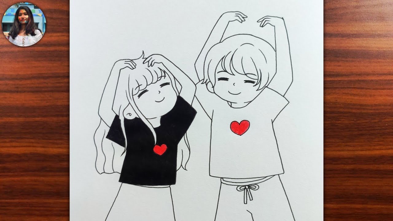 How to draw cute couple drawing - YouTube