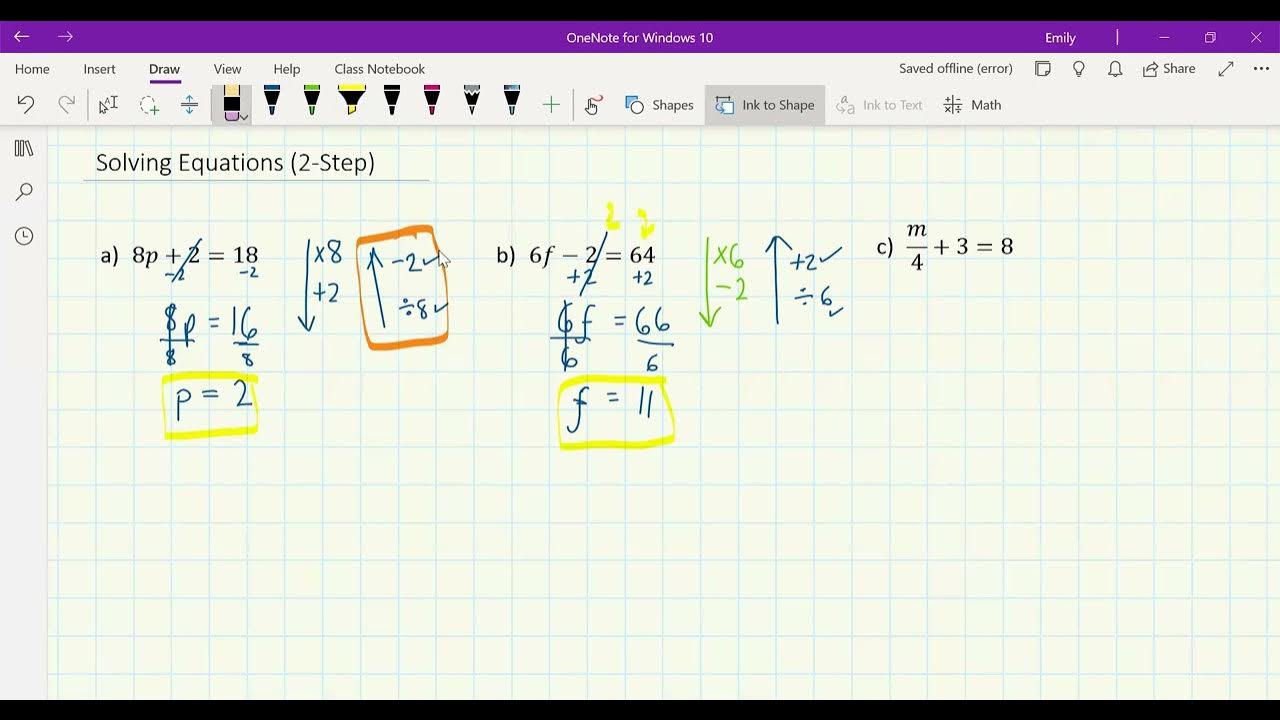 Solving Equations 2 Step - YouTube