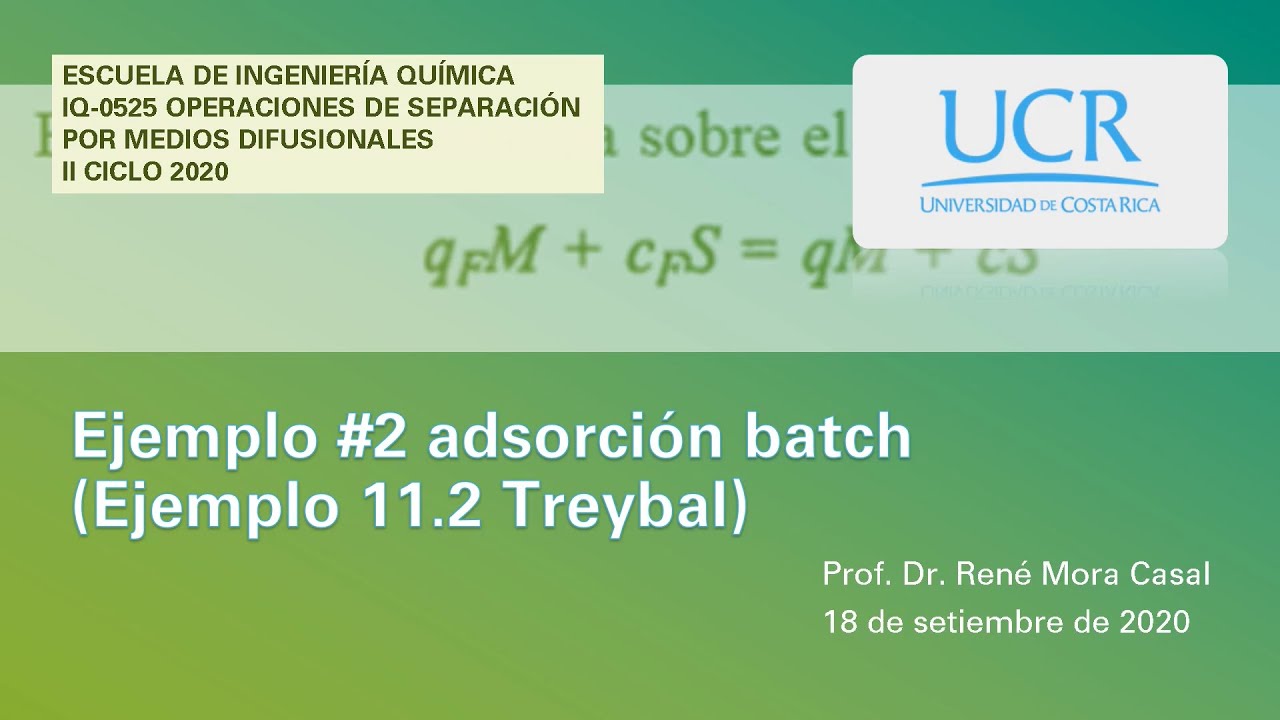 Ejemplo 2 adsorción batch (UCR, 18-9-2020) - YouTube