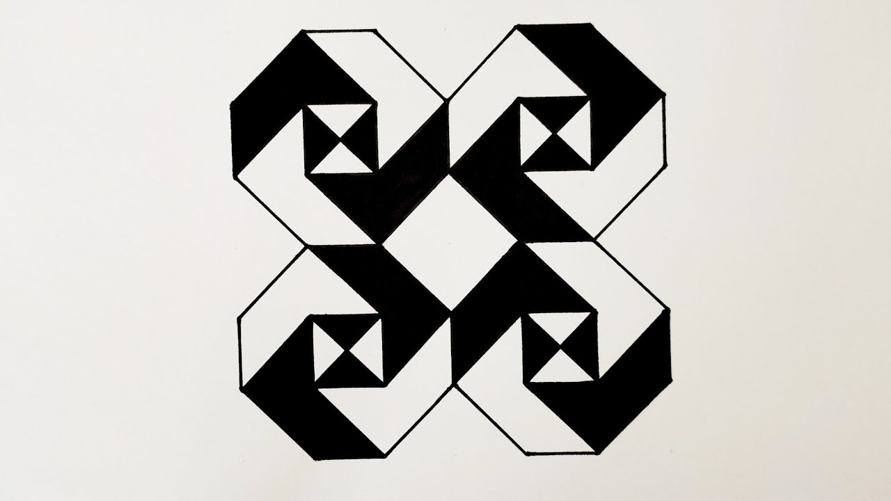 How To Draw Simple Geometric Design | Geometric Square Pattern ...