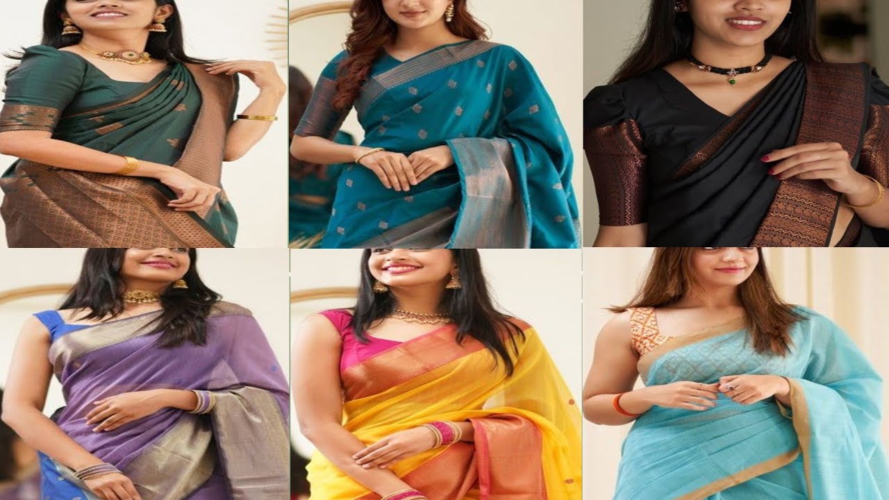 Cotton , Silk Saree Collection | Simple Cotton saree with blouse ...