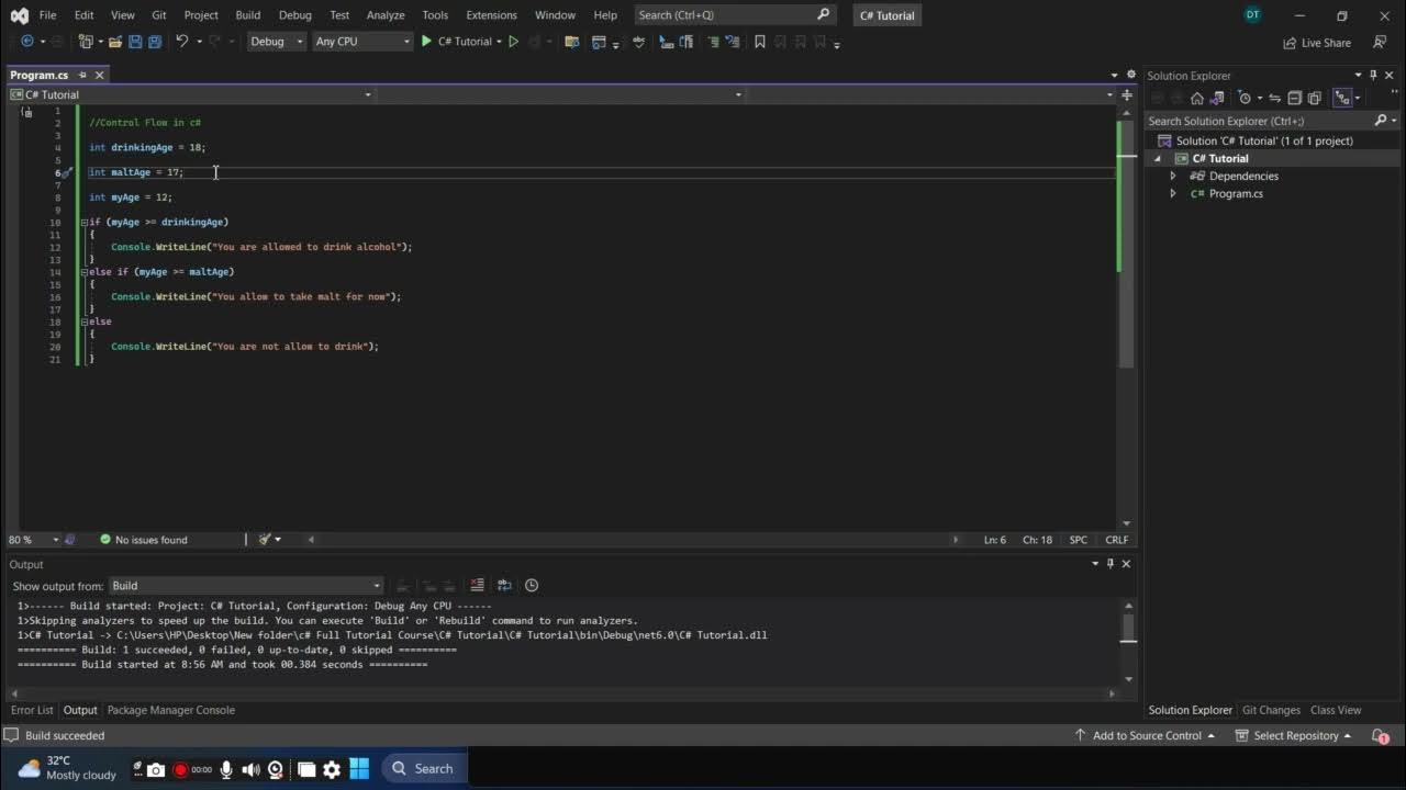 C# Tutorial For Beginners - 04 | Control Flow in c# (If statements ...