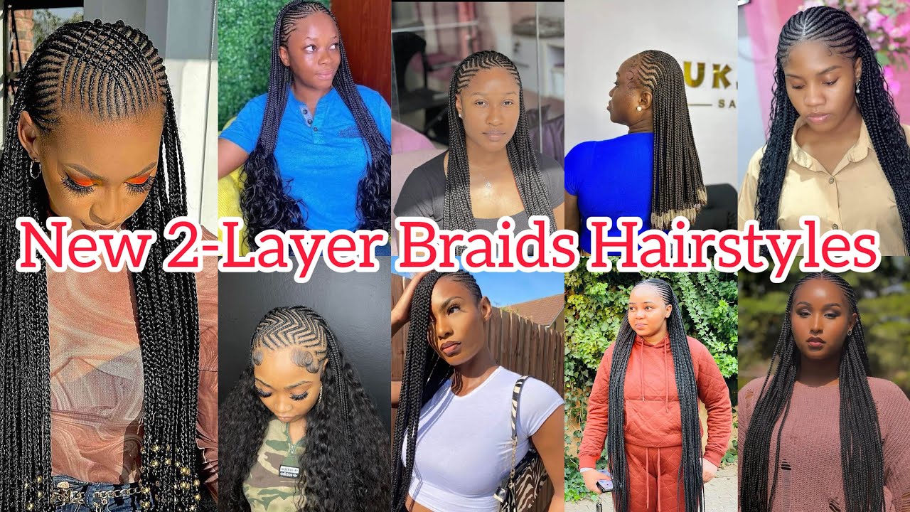 ‼️60+ New & Most Trending 2 Layer Cornrows Braids Hairstyles Ideas🔥 ...