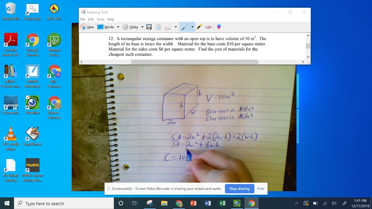 Optimization Example - Minimizing Cost Worksheet A #12 - YouTube