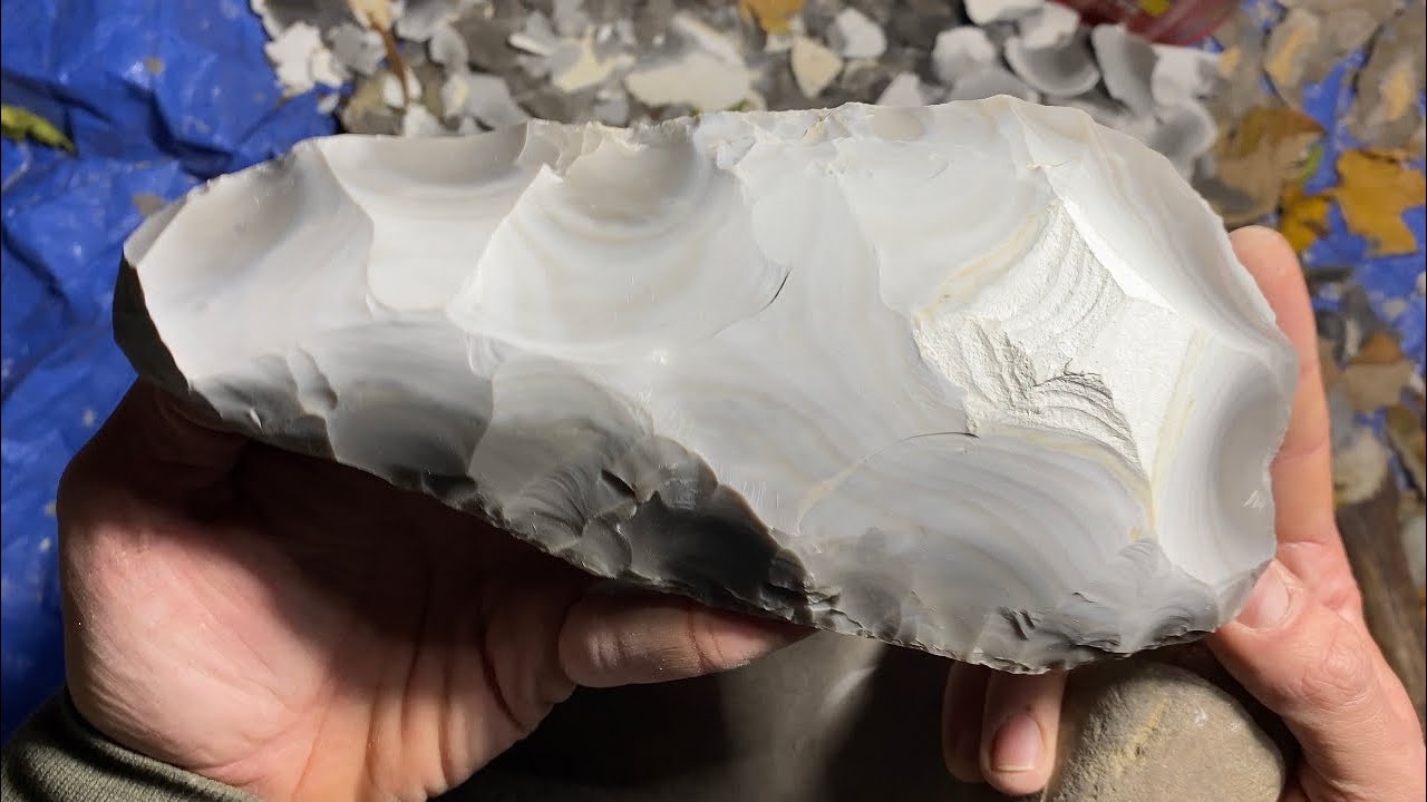 Acheulean Handaxe from Raw Nodule - Part 2: Thinning and Shaping - YouTube