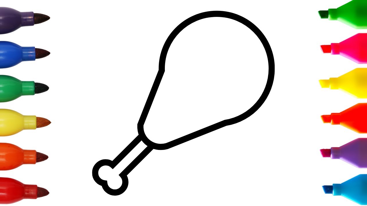 How To Draw Cute Chicken Drumstick Drawing,Painting & Coloring For Kids ...