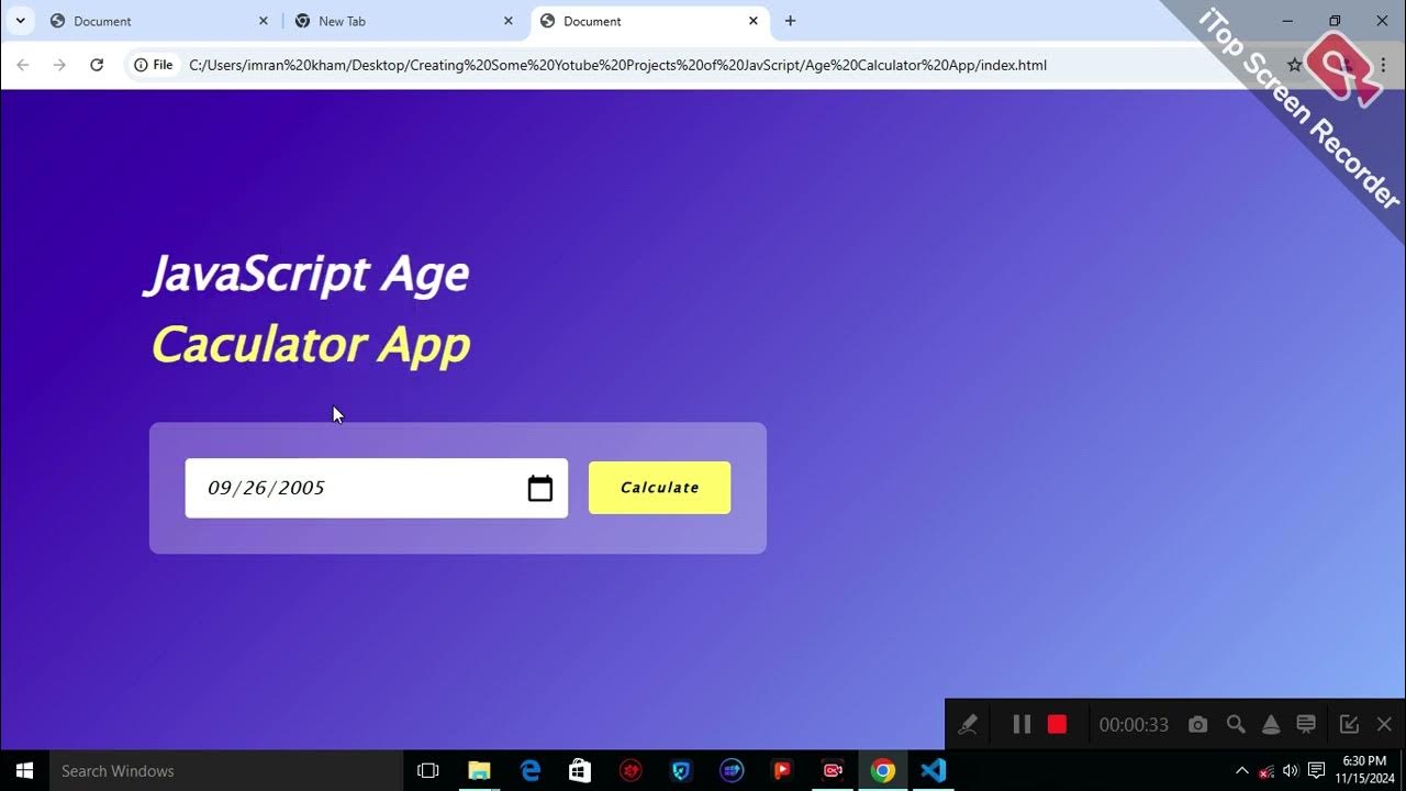 JavaScript Age Calculator App #programming - YouTube