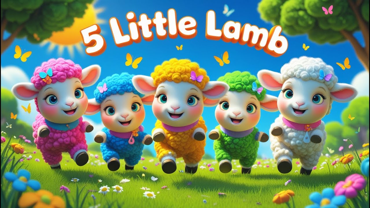 5 Little Lamb Song🐑💕 | Nursery Rhyme & Kids Song | Learn Colors & Fun ...