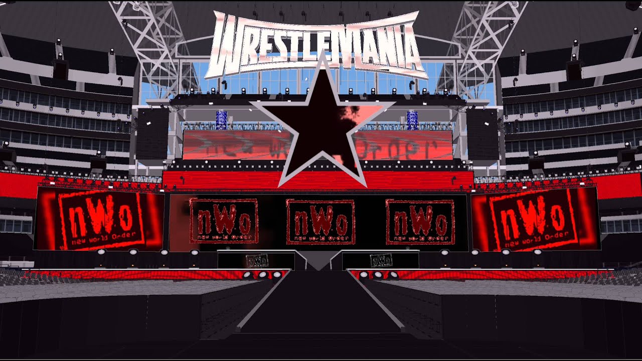 NWO (Wolfpack) entrance on the custom WrestleMania 32 stage w/ Arena ...