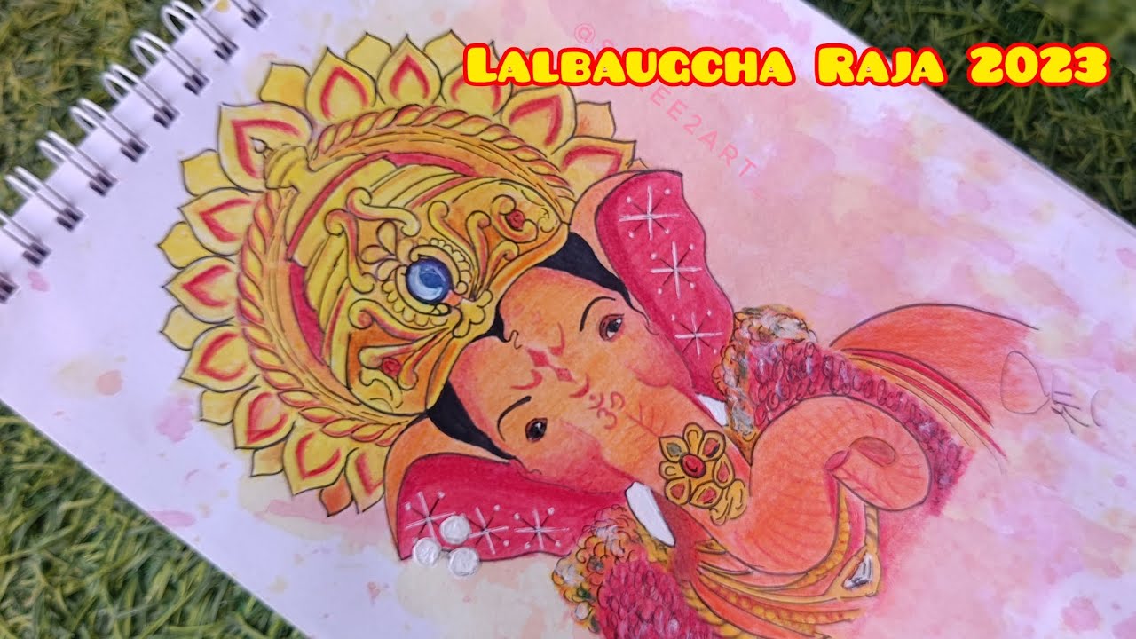 Lalbaugcha Raja Drawing | Ganesha Drawing | Ganpati - YouTube