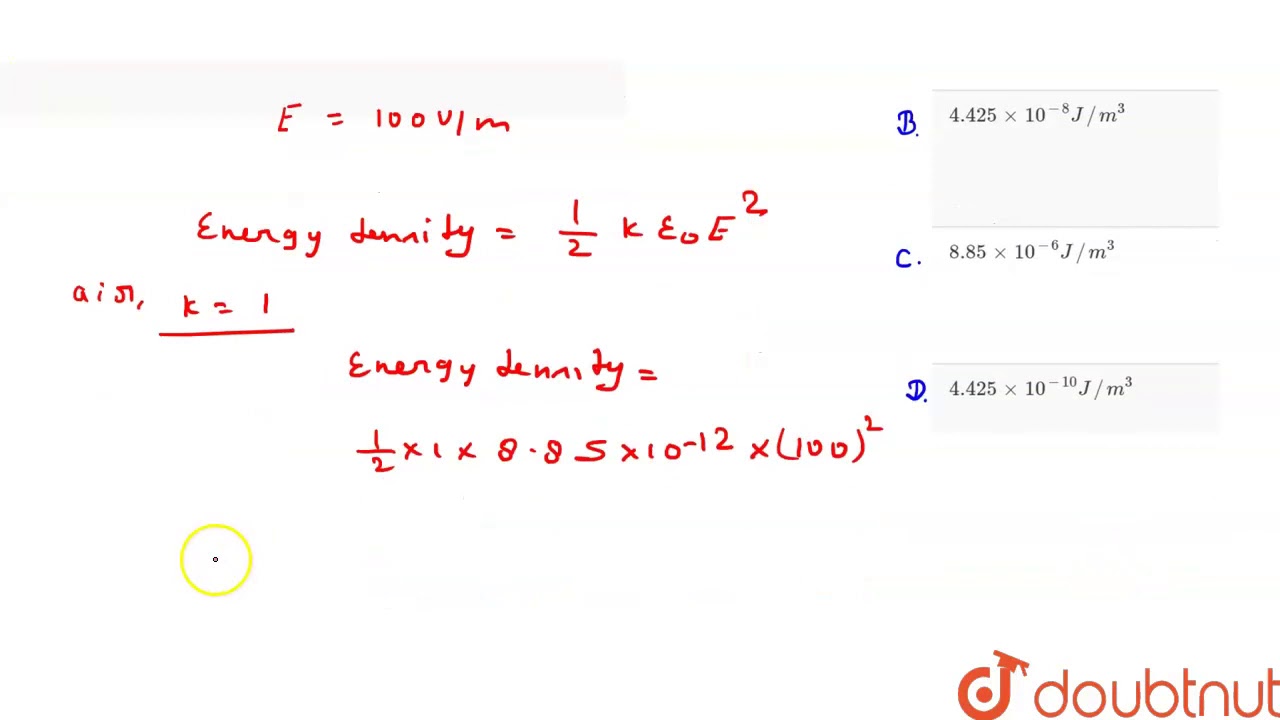 Compute The Energy Density Of The Electric Field - NCERT class 12 ...