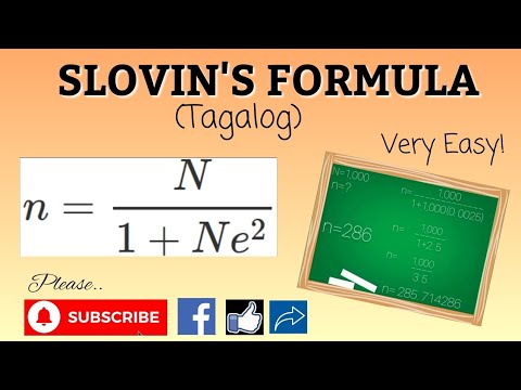 SLOVIN'S FORMULA (Tagalog). Used in Research. Very easy! - YouTube