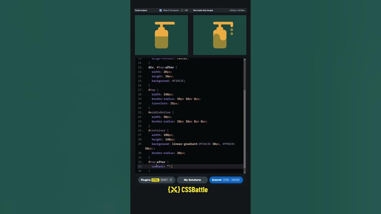 Css Battle 50 Use Hand Sanitizer Solution Cssbattle Codingshorts Shorts Coding Learn