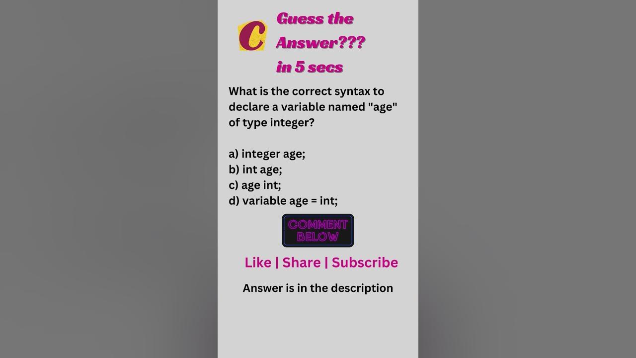 Variable Declaration In C C Variables Codinginterviewquestions Cprogramming Youtube 1838