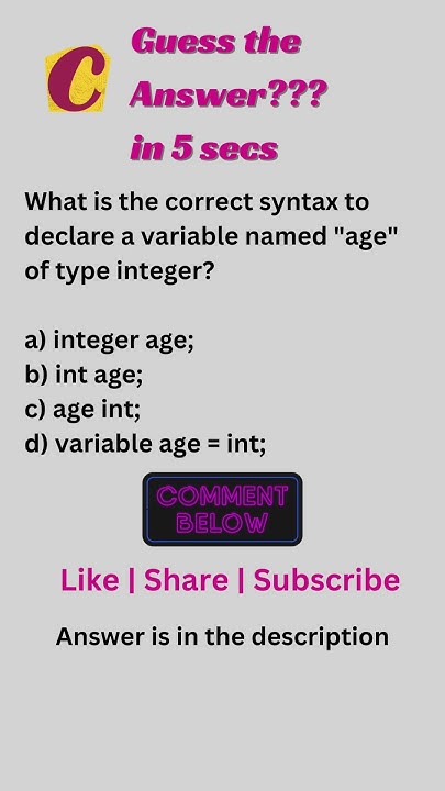Variable Declaration In C C Variables Codinginterviewquestions Cprogramming Youtube