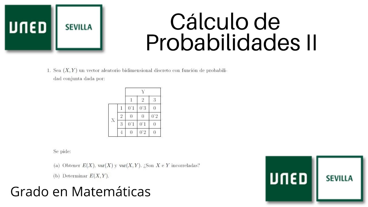 Estudio de una variable aleatoria bidimensional discreta | Cálculo de Probabilidades II | UNED ...