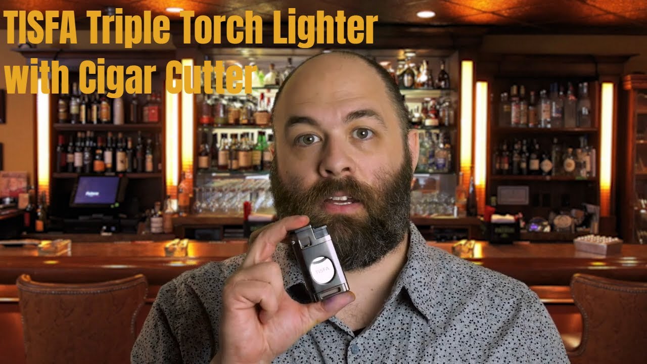 TISFA Triple Torch Lighter with Cigar Cutter - YouTube