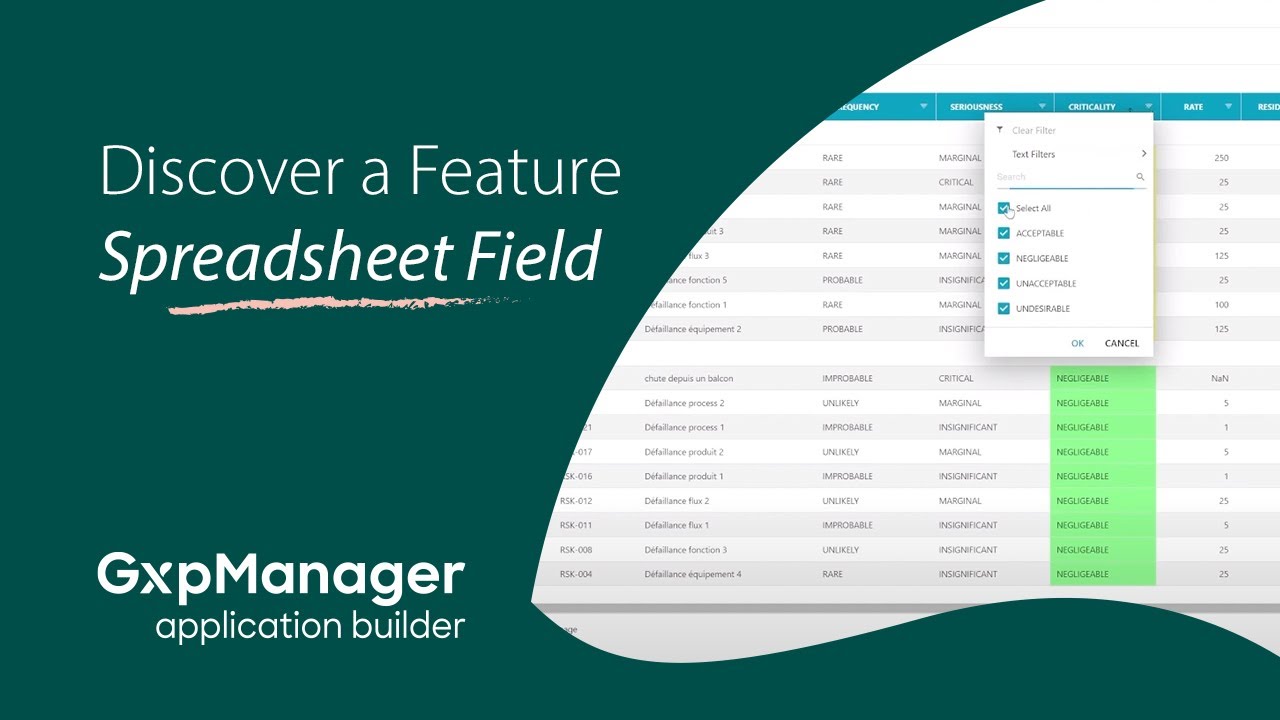 Spreadsheet field - MS Excel type of field but with traceability ...