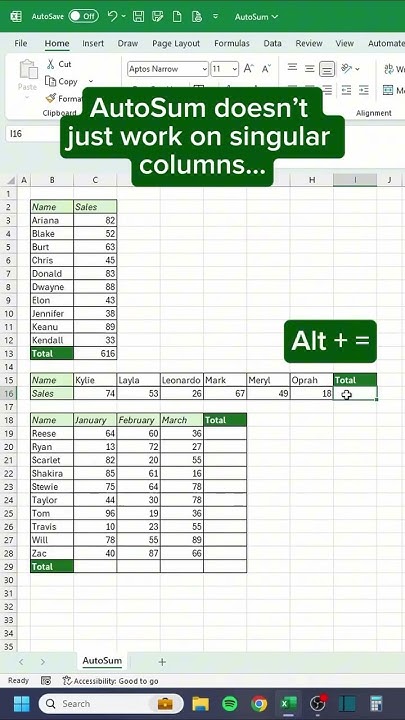 Autosum In Excel‼️ Exceltips Exceltricks Spreadsheet Accounting