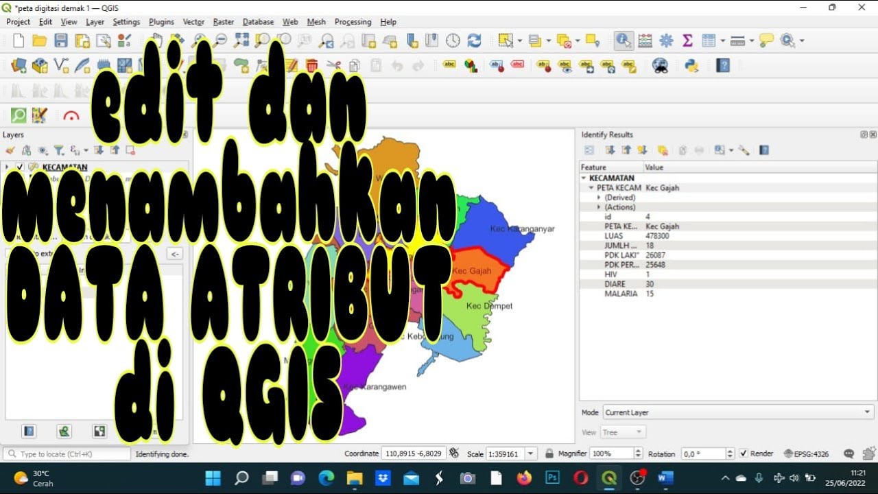 Cara Edit dan Menambahkan DATA ATRIBUT PETA di QGIS - YouTube